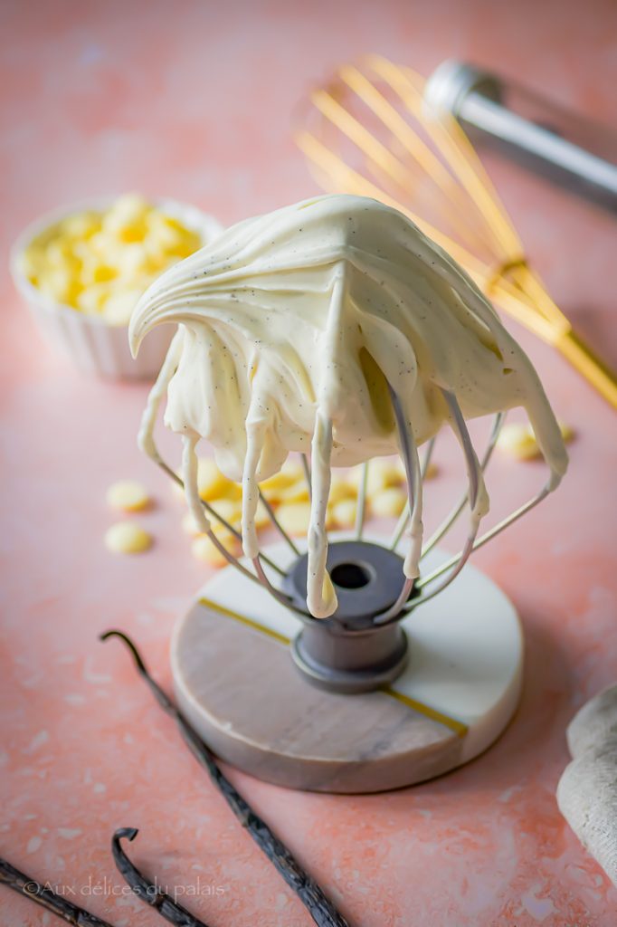 Ganache montée chocolat blanc vanille · Aux délices du palais